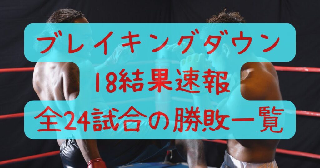ブレイキングダウン18結果速報 全試合の勝敗とKOシーンまとめ【BreakingDown18】 | OYAJI SPORTS